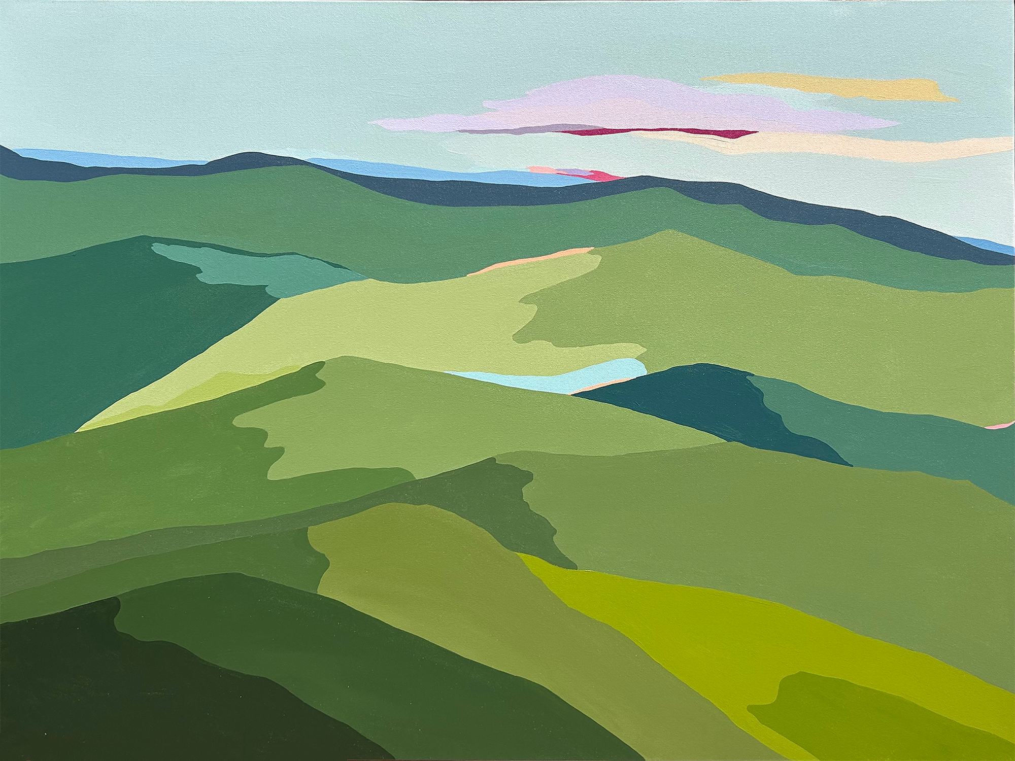 Original Artworks by Atlanta Artist Elizabeth Lang, Between Evergreens ...